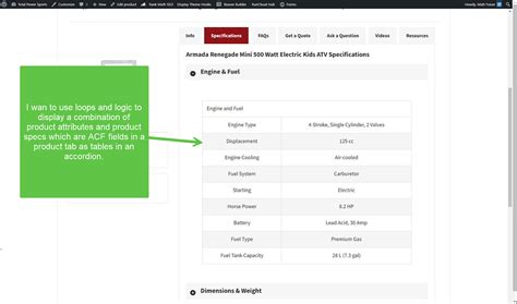 How To Display Product Attributes And Acf Product Specs In An Accordion Tab As Tables Using