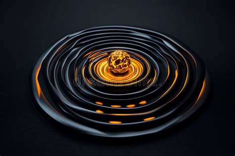 A Glowing Orb Sits In The Center Of A Circular Pattern Of Black Wavy
