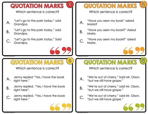 Quotation Marks Task Cards Multiple Choice COLOR Minds In Bloom Unlimited