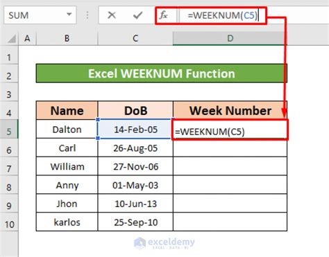 How To Use Weeknum Function In Excel 2 Ways Exceldemy