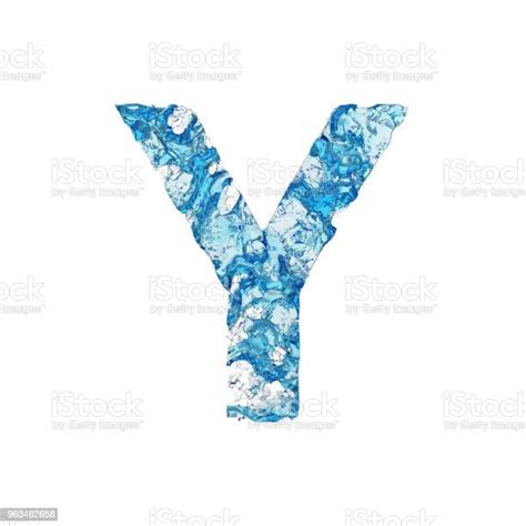 알파벳 문자 대문자 Y입니다 파란 투명 물 액체 글꼴에 의하여 이루어져 있다 3d 렌더링에 고립 된 흰색 배경 0명에 대한 스톡 사진 및 기타 이미지 Istock