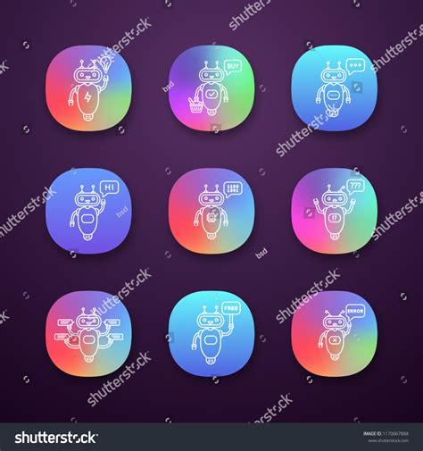 Chatbots App Icons Set Uiux User Stock Vector Royalty Free 1170067888