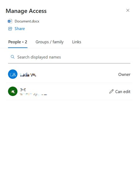 How Do I Unshare Or Remove A Person From Having Access To The Shared File There Is No X To