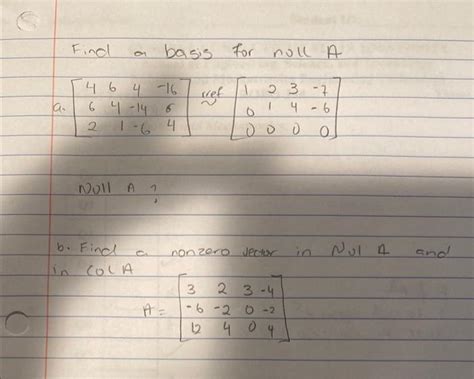 Solved Find A Basis For Noll A A