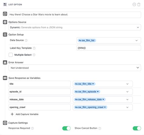 Create Selectable Menus Using The List Option Block Ada Documentation