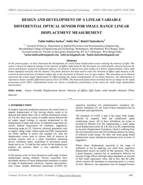 Design And Development Of A Linear Variable Differential Optical Sensor For Small Range Linear