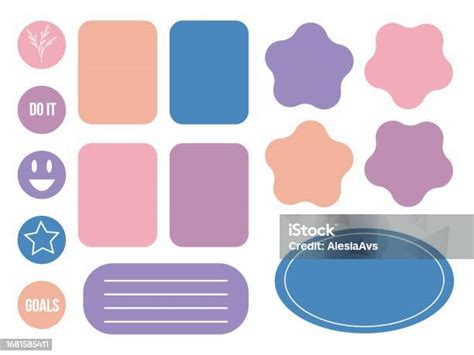 만화 작업 플래너 귀여운 종이 스티커 배너 할 일 목록 또는 메모장 빈 일정 책갈피 어린이 학교 또는 사무실을 위한 다채로운 메모지 벡터 그림 0명에 대한 스톡 벡터 아트