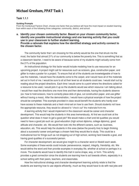 Ppat Task 1 Re Submit Pdf Differentiated Instruction English As A Second Or Foreign Language