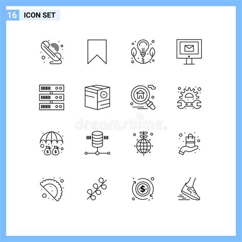 16 Thematic Vector Outlines And Editable Symbols Of Datacenter Service Tag Chat Computer