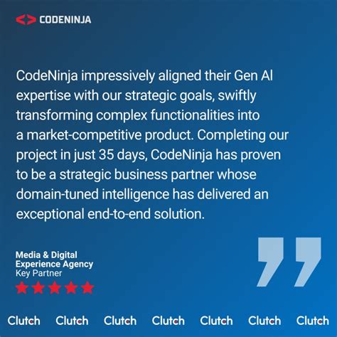 Codeninja Inc On Linkedin Codeninja Testimonial Clutch Artificialintelligence