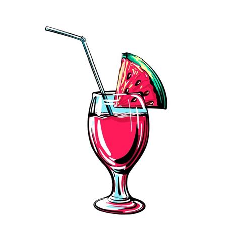 수박 칵테일 벡터 일러스트 레이 션 프리미엄 벡터