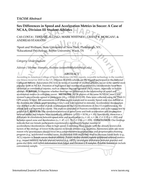 PDF TACSM Abstract Sex Differences In Speed And Acceleration Metrics In Soccer A Case Of NCAA