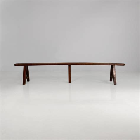 French Antique Soldid Wood Bench With Narrow And Long Seat 1930s For