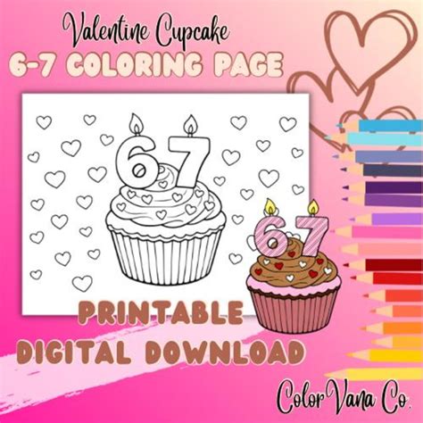 6 7 Coloring Page Valentines Day 67 Coloring Page Printable Six Seven