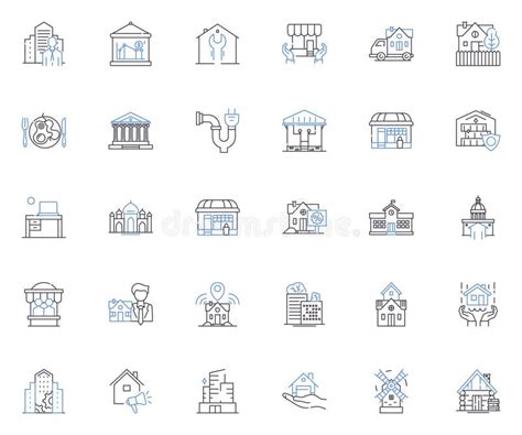 Building Line Icons Collection Construction Architecture Framework Design Engineering