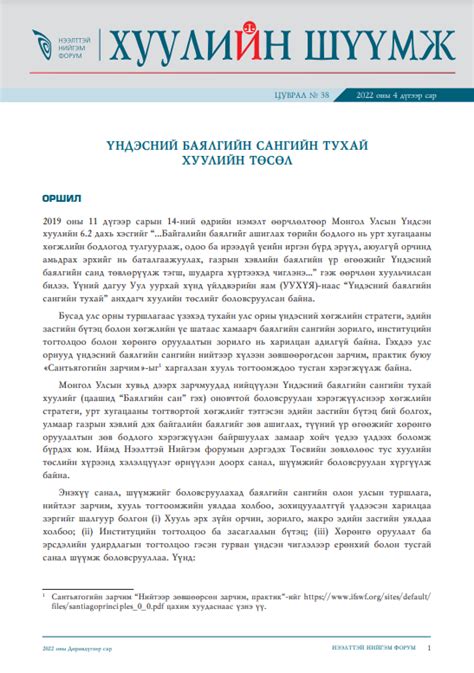 ҮНДЭСНИЙ БАЯЛГИЙН САНГИЙН ТУХАЙ ХУУЛИЙН ТӨСӨЛ Нээлттэй нийгэм форум