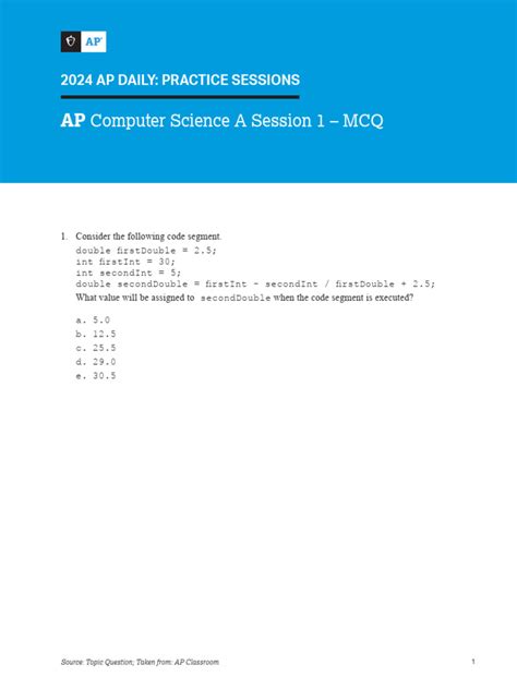 Ap Computer Science A Session1 Worksheet 2 Pdf