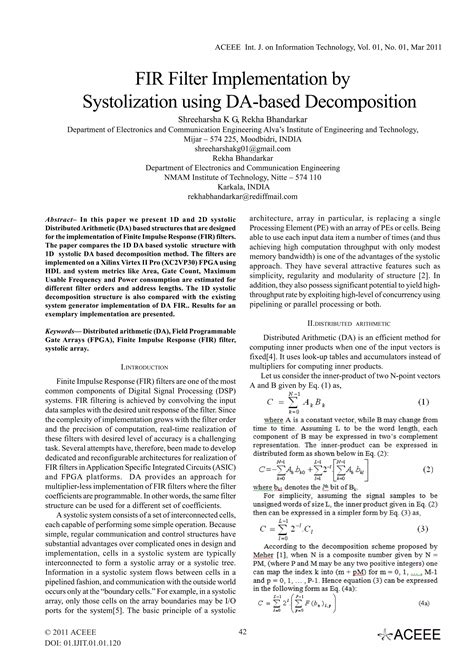 Fir Filter Implementation By Systolization Using Da Based Decomposition