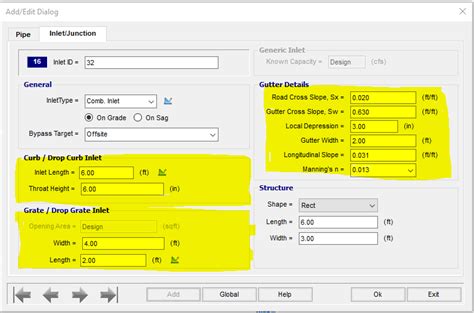 setting inlet parameters details in storm sewers autodesk community