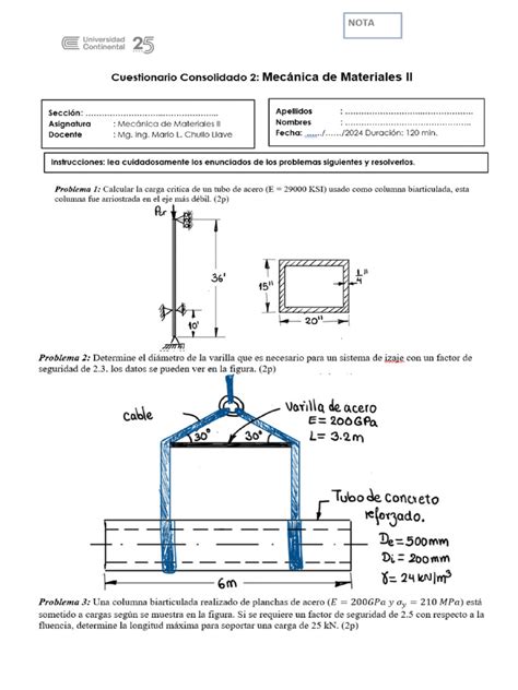 Cuestionario Mecánica De Materiales Ii Pdf Ingeniería De