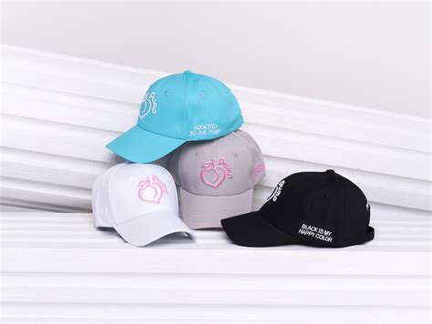 White Cap With Visor And Pink Peach Pump Logo Peach Pump