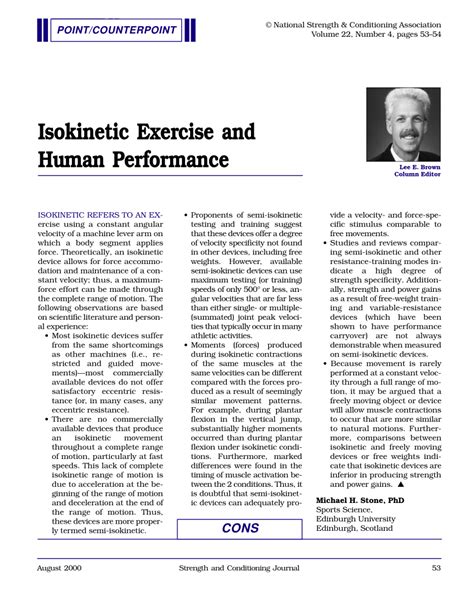Pdf Isokinetic Exercise And Human Performance