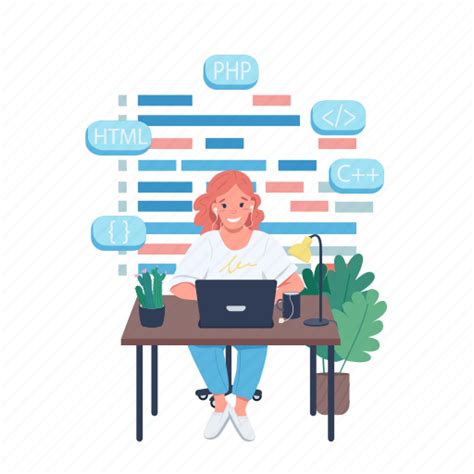 Woman Programmer Website Designer Coder Developer Illustration Download On Iconfinder