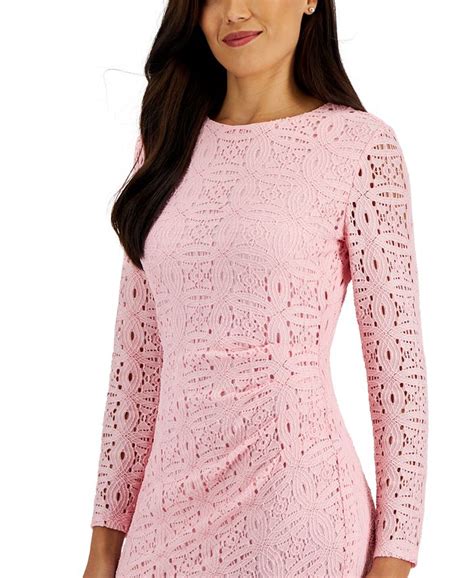 Kasper Lace Side Pleated Bodycon Midi Dress Macys