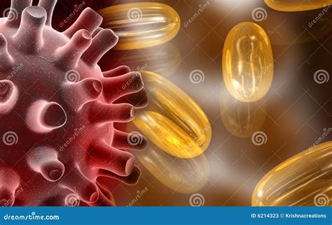 Herpes Simplex Virus And Cod Liver Oil Pills Stock Illustration