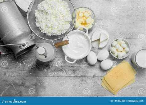 Different Types Of Dairy Products Stock Image Image Of Yogurt Milk 141897489