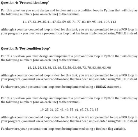 Solved Question 4 Precondition Loop For This Question You