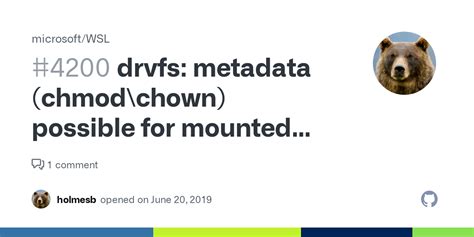 Drvfs Metadata Chmodchown Possible For Mounted Smb Drives · Issue 4200 · Microsoftwsl