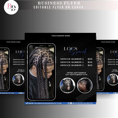 Locs And Styles Flyer Barbershop Retwist Editable On Canva