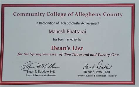 Mahesh Bhattarai On Linkedin Thank You Ccac For Awarding Me With Certificate For Deans List