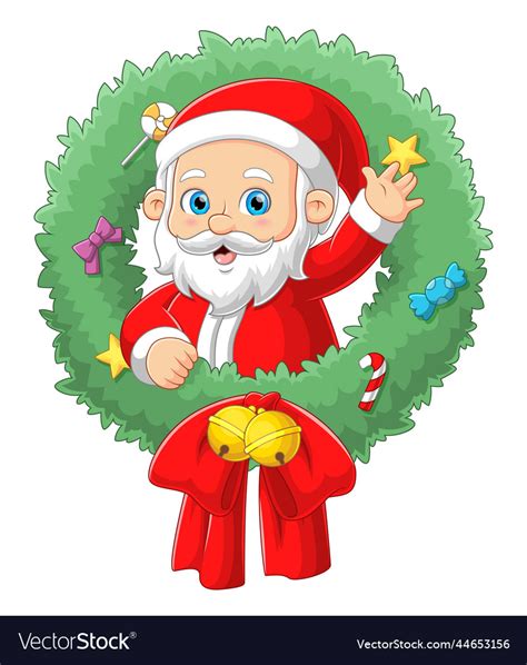 Santa Claus Is Coming Out From The Christmas Vector Image