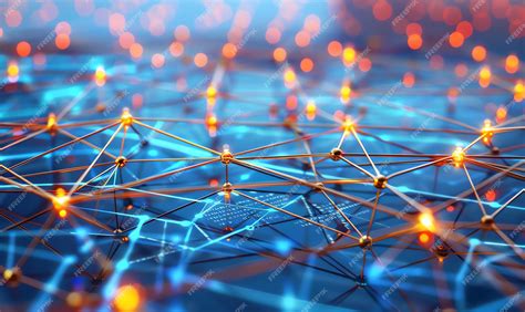 Premium Photo Abstract Network Connection With Glowing Dots And Lines