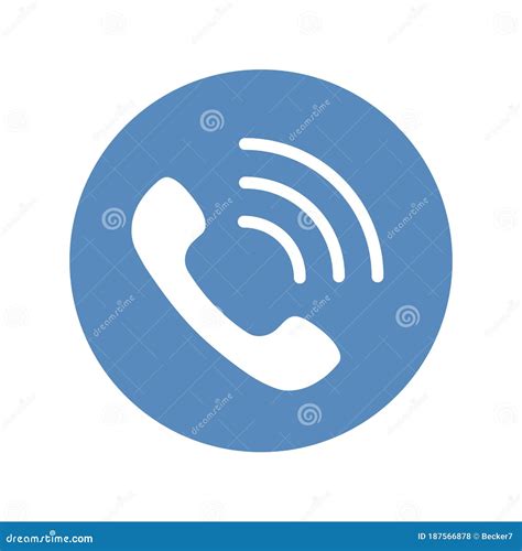 Vector Phone Icon Handset With Waves As Phone Call Sign In Flat Style Placed In Blue Circle