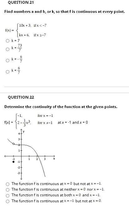 Solved QUESTION 21 Find Numbers A And B Or K So That Fis Chegg Com