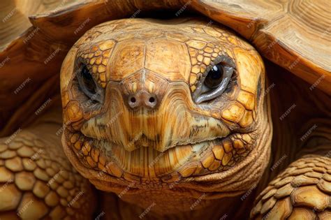 Sulcata Tortoise Shell Closeup Detail Of African Spurred Tortoise In Desert Habitat Premium Ai