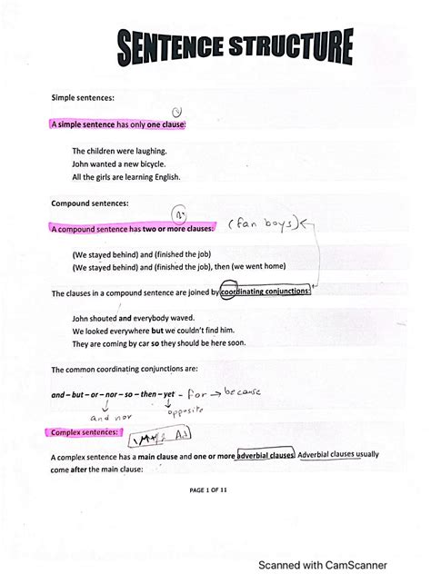 SOLUTION English Sentence Structure Explanation W Studypool