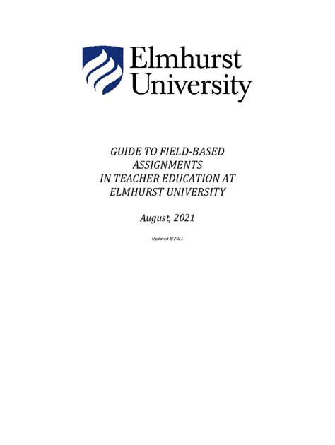 Fillable Online Guide To Field Based Assignments In Teacher Education Fax Email Print Pdffiller