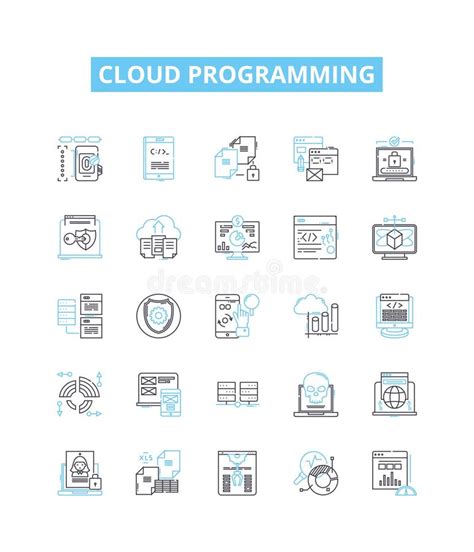 Cloud Programming Icons Signs Outline Symbols Concept Linear
