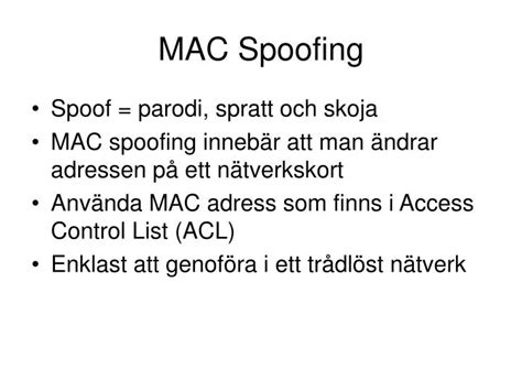 PPT MAC Spoofing PowerPoint Presentation Free Download ID 3108080