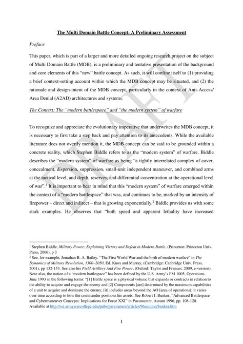 Pdf “the Multi Domain Battle Concept A Preliminary Assessment”