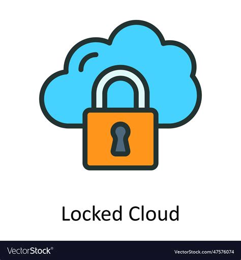 Locked Cloud Fill Outline Icon Design Illus Vector Image