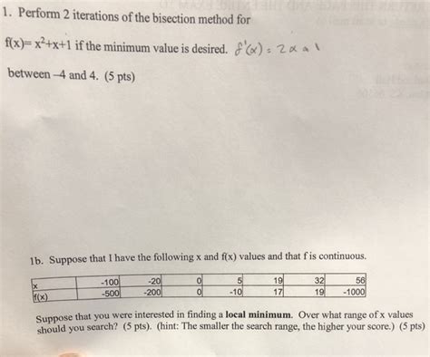 Solved 1 Perform 2 Iterations Of The Bisection Method For