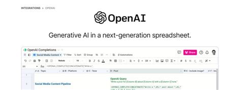 OpenAI In Spreadsheet