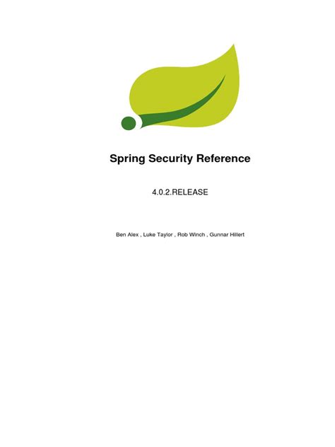 spring security reference pdf spring framework information
