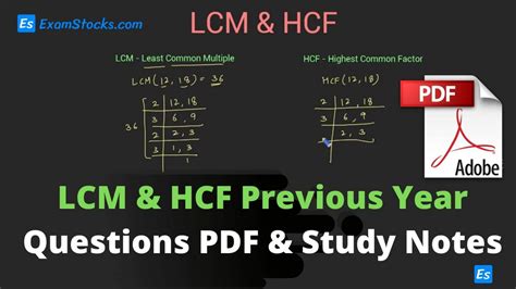 LCM HCF Previous Year Questions PDF Study Notes