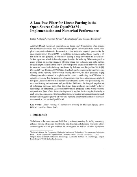 Pdf A Low Pass Filter For Linear Forcing In The Open Source Code